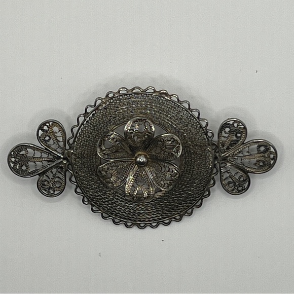 Vintage | Jewelry | Antique Silver Filigree Brooch Pin Flower | Poshmark